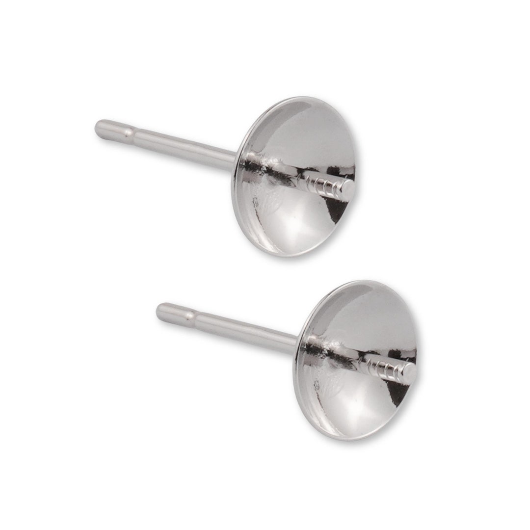 Sterling Silver Posts and Cups for Pearl Stud Earrings - Silver Earring ...