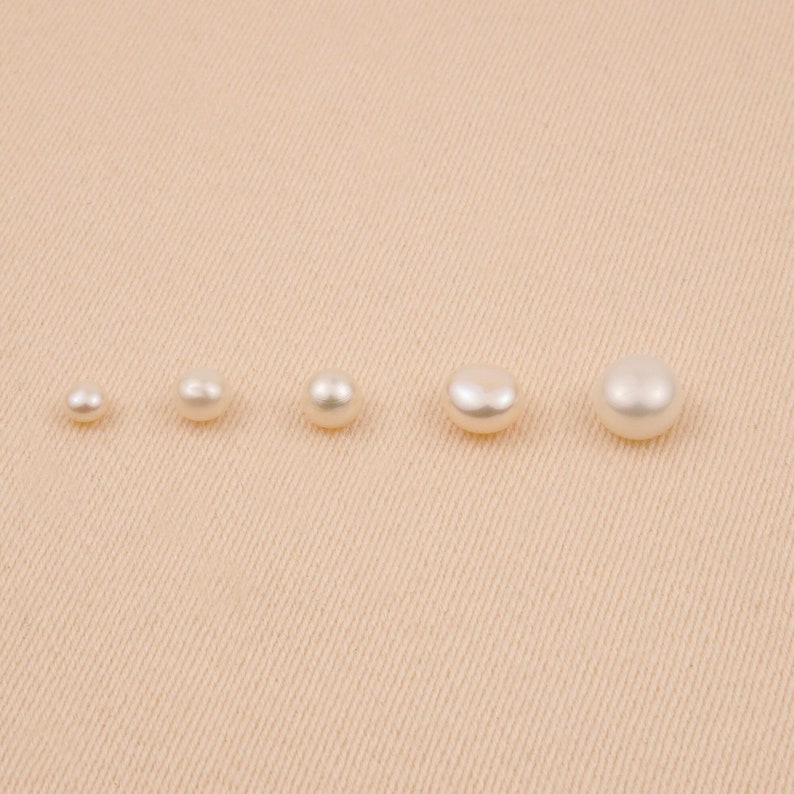3.5mm - 8mm White Button Pearls | High Lustre AA | Half Drilled Loose ...