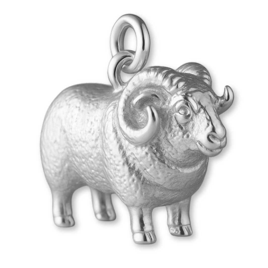 Solid 18ct White Gold Boreray Ram Charm - Animal Charms - 18k / 750 ...