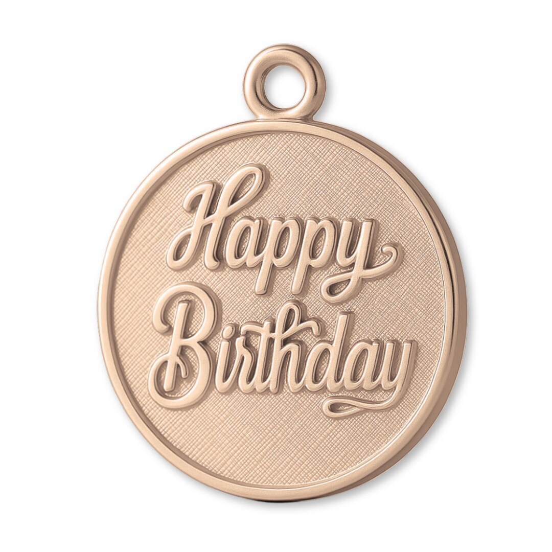 Solid 9ct Rose Gold Happy Birthday Amulet Charm - Celebration Charms ...