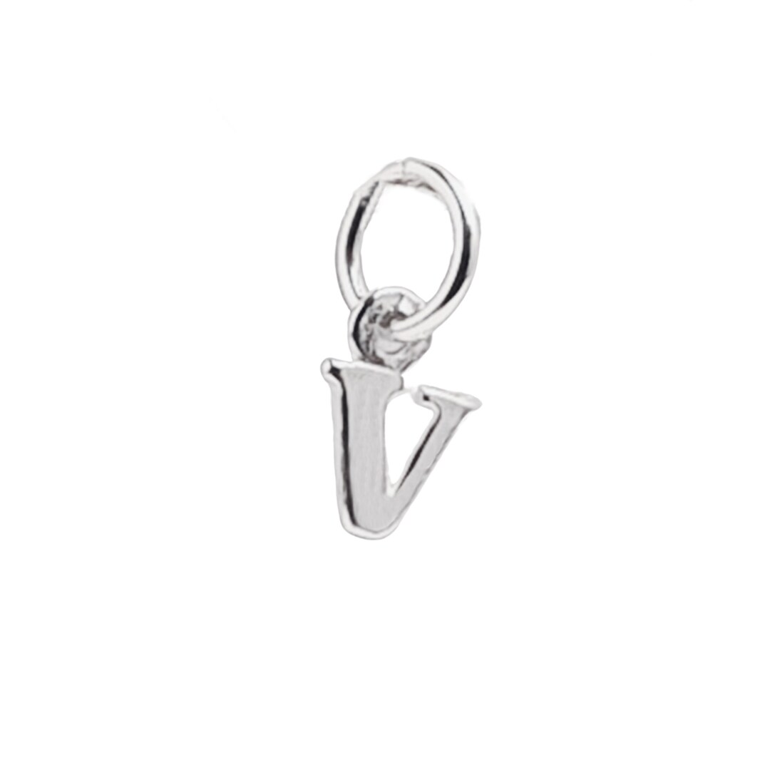 Solid 925 Silver Letter "v" Charm, Sterling Silver Tiny Letter Charm ...