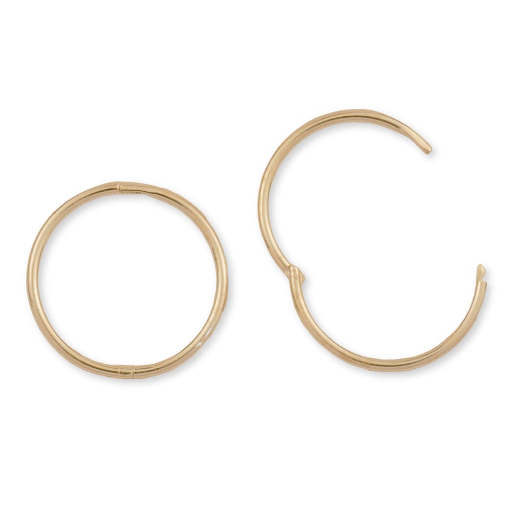 9K Solid Gold Hinged Sleeper Clicker Hoops - Hypoallergenic Real Gold ...