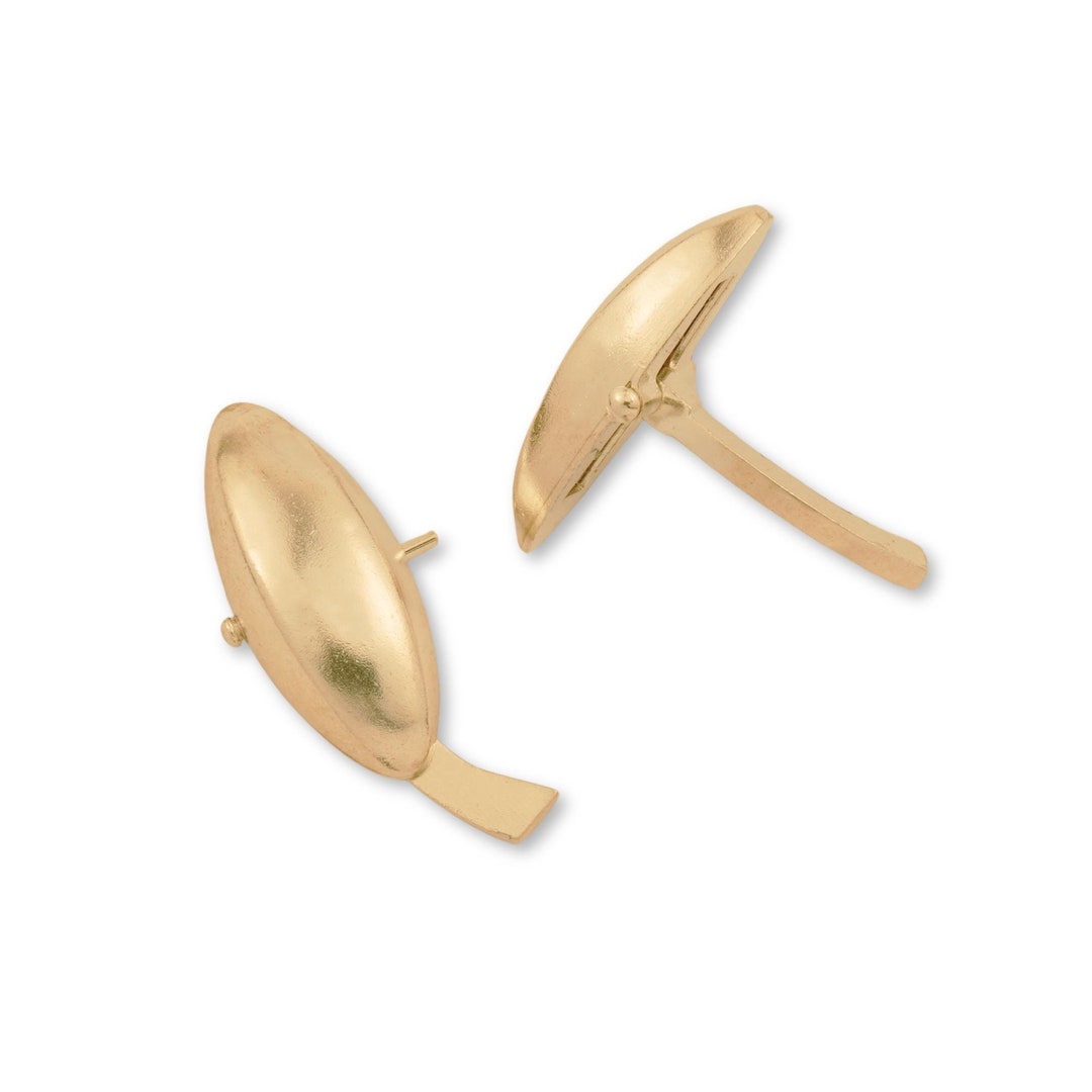 18k Solid Gold Oval Cufflink Backs - Pair of Real Gold Cufflink Blanks ...