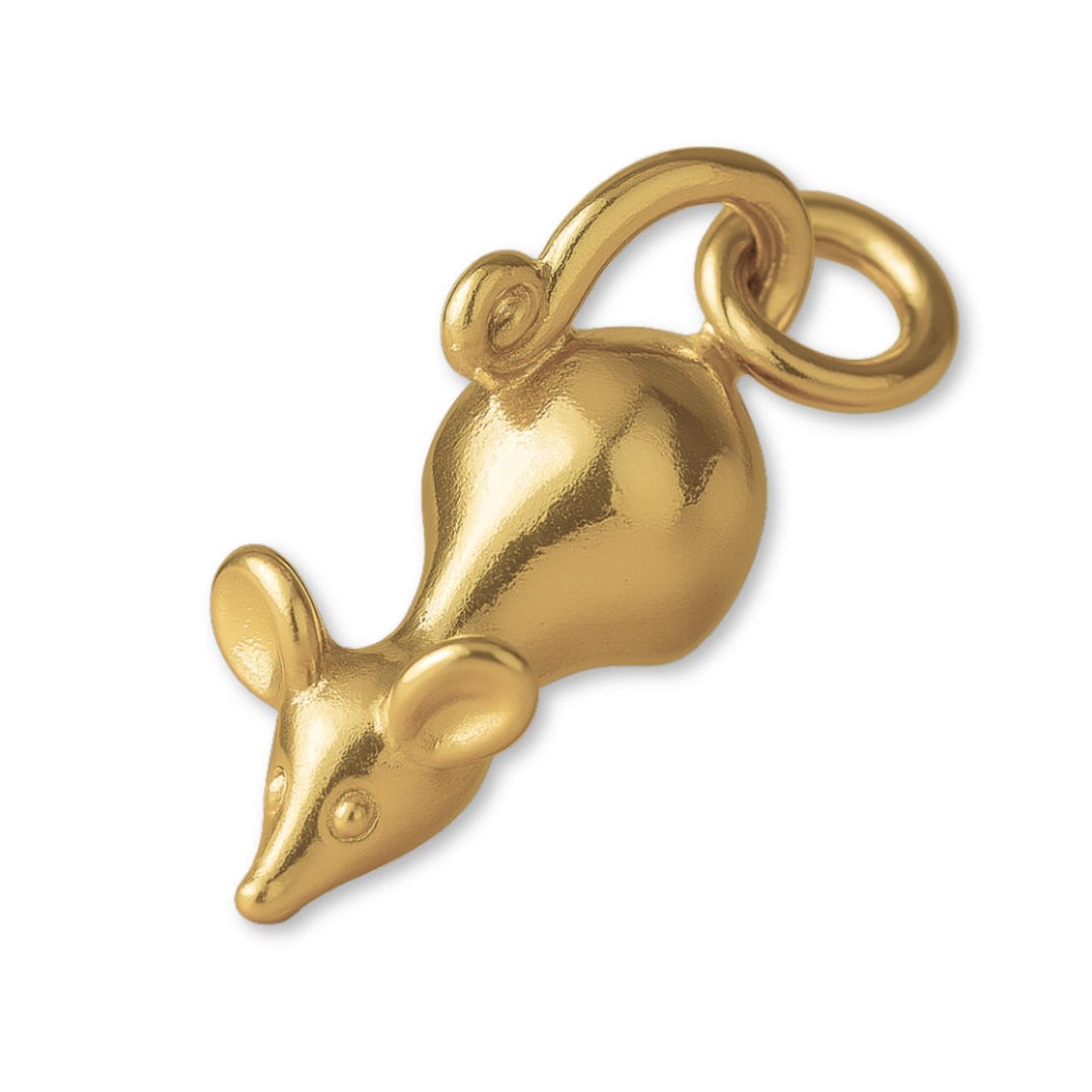 14ct Gold Plated House Mice Charm - Animal Charms - 14k Gold Charms for ...