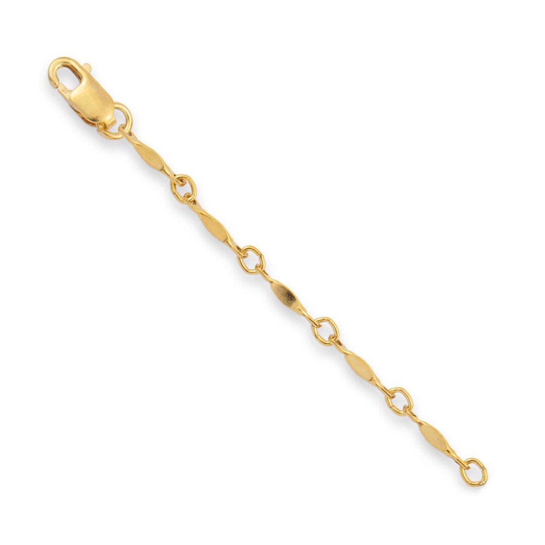 14k Gold Mini Figaro Bar Chain Extender - Custom Length Extension Chain ...