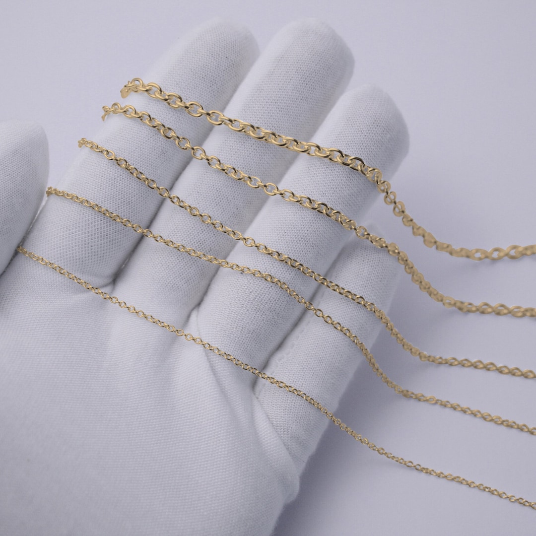 9k Solid Gold Cable Chain Roll, 375 Yellow Gold Loose Chain Spool Bulk ...