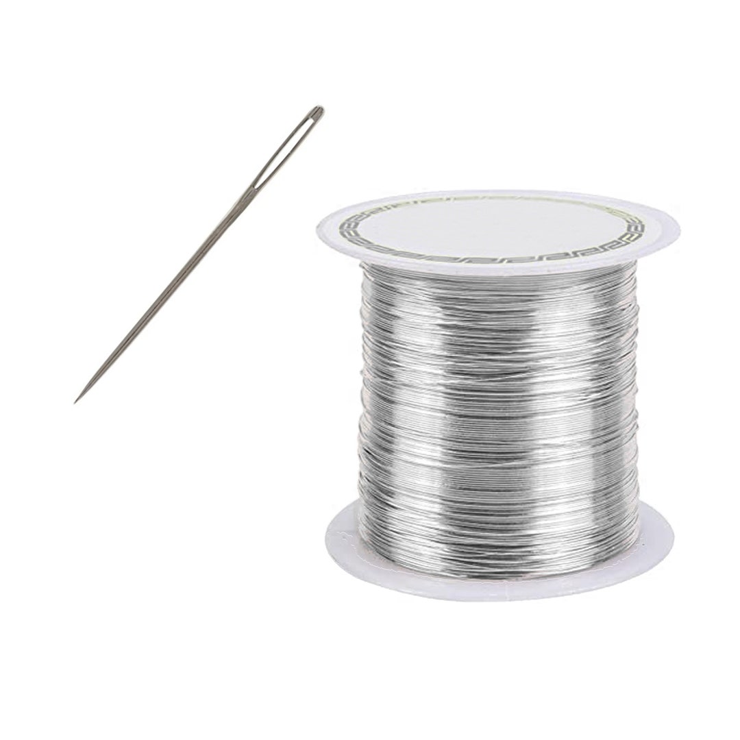 18ct Solid White Gold Embroidery Thread | 750 White Gold Thread 0.3mm ...