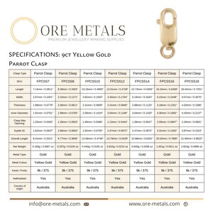 9K Solid Yellow Gold Parrot Clasp - Trigger Claw Locking Clasp for ...