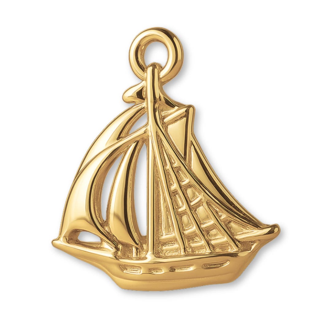 14ct Gold Plated Sailing Schooner Charm - Nautical & Sea Charms - 14k ...