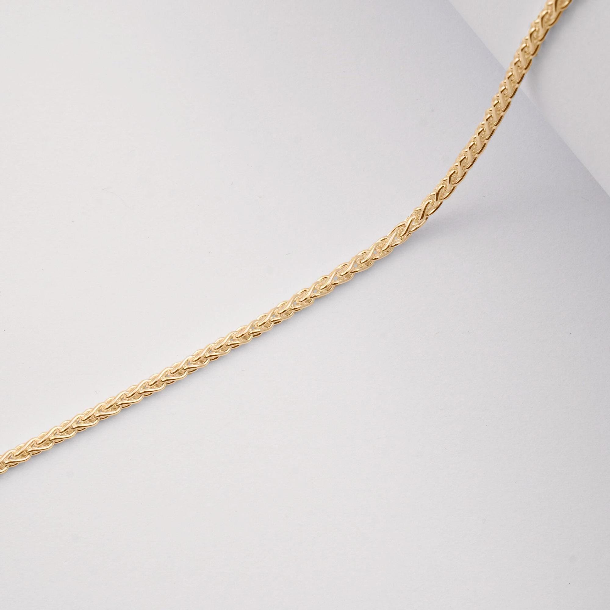 9k Solid Gold Wheat Chain Bracelet - Custom Length - Solid 375 Yellow ...