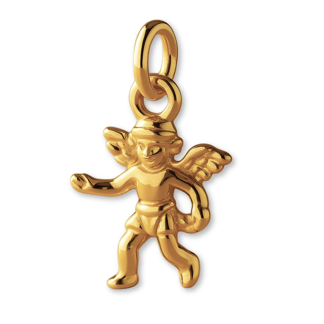 Solid 9ct Yellow Gold Playful Cherub Charm - Love Charms - 9k Necklace ...