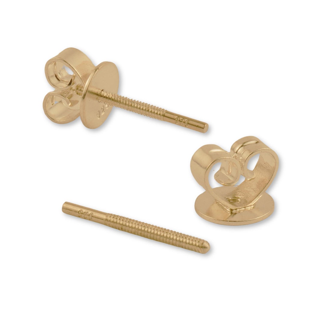 9k Solid Gold Earring Backs, Threaded Posts & Butterflies, Real Gold ...