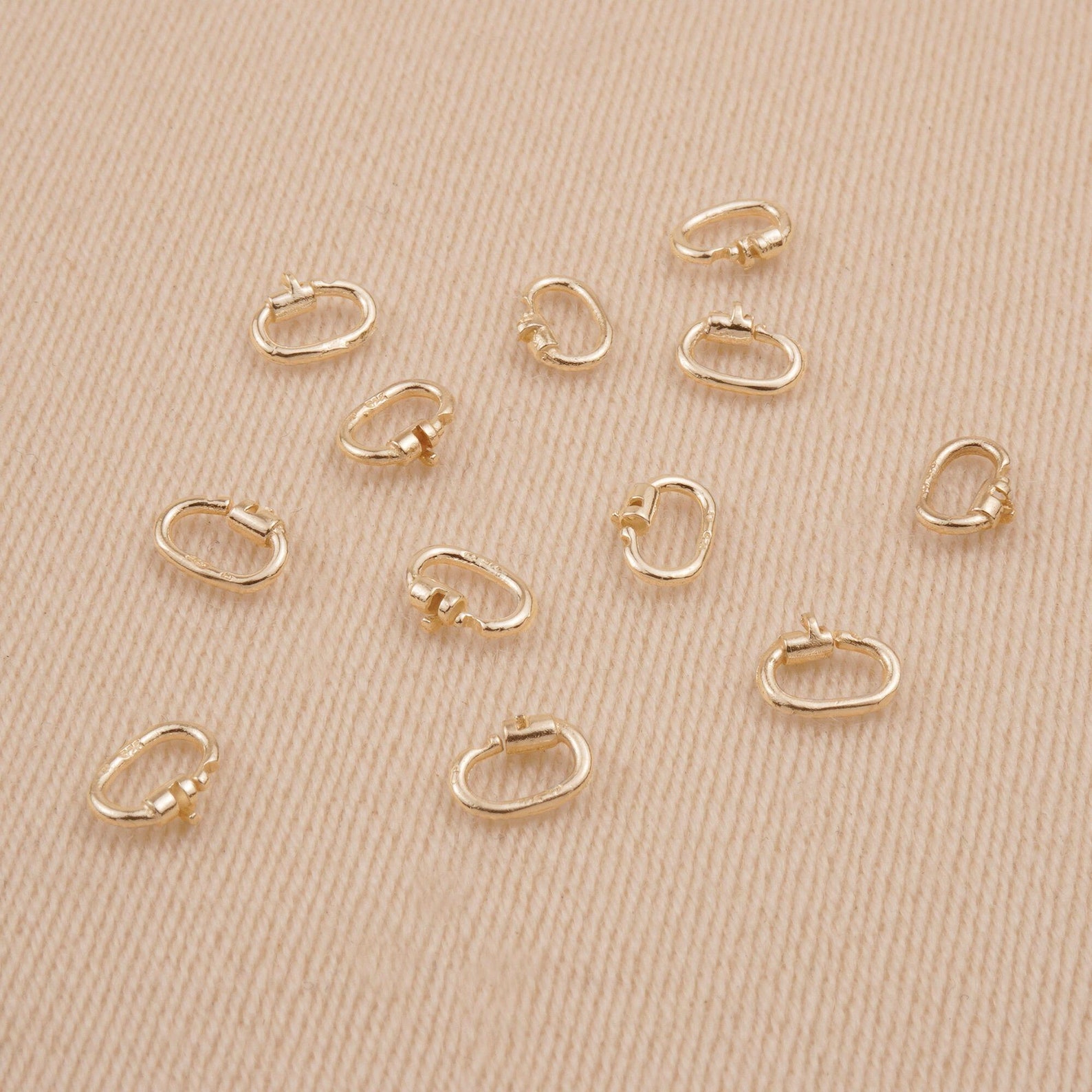 9k Solid Gold Locking Jump Rings - Link Lock Jump Ring - Stamped Oval ...