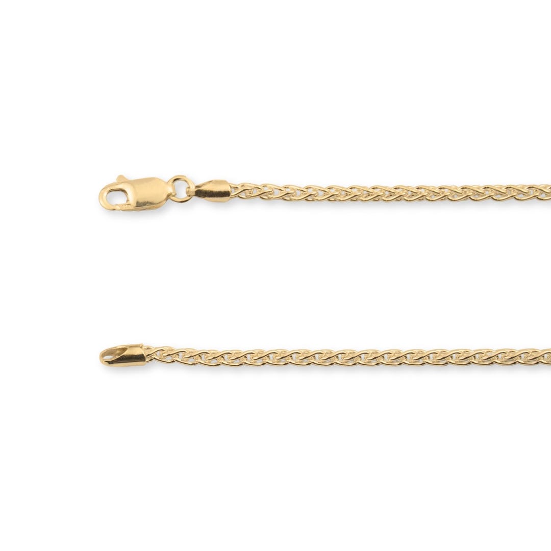 9k Solid Gold Wheat Chain Bracelet - Custom Length - Solid 375 Yellow ...