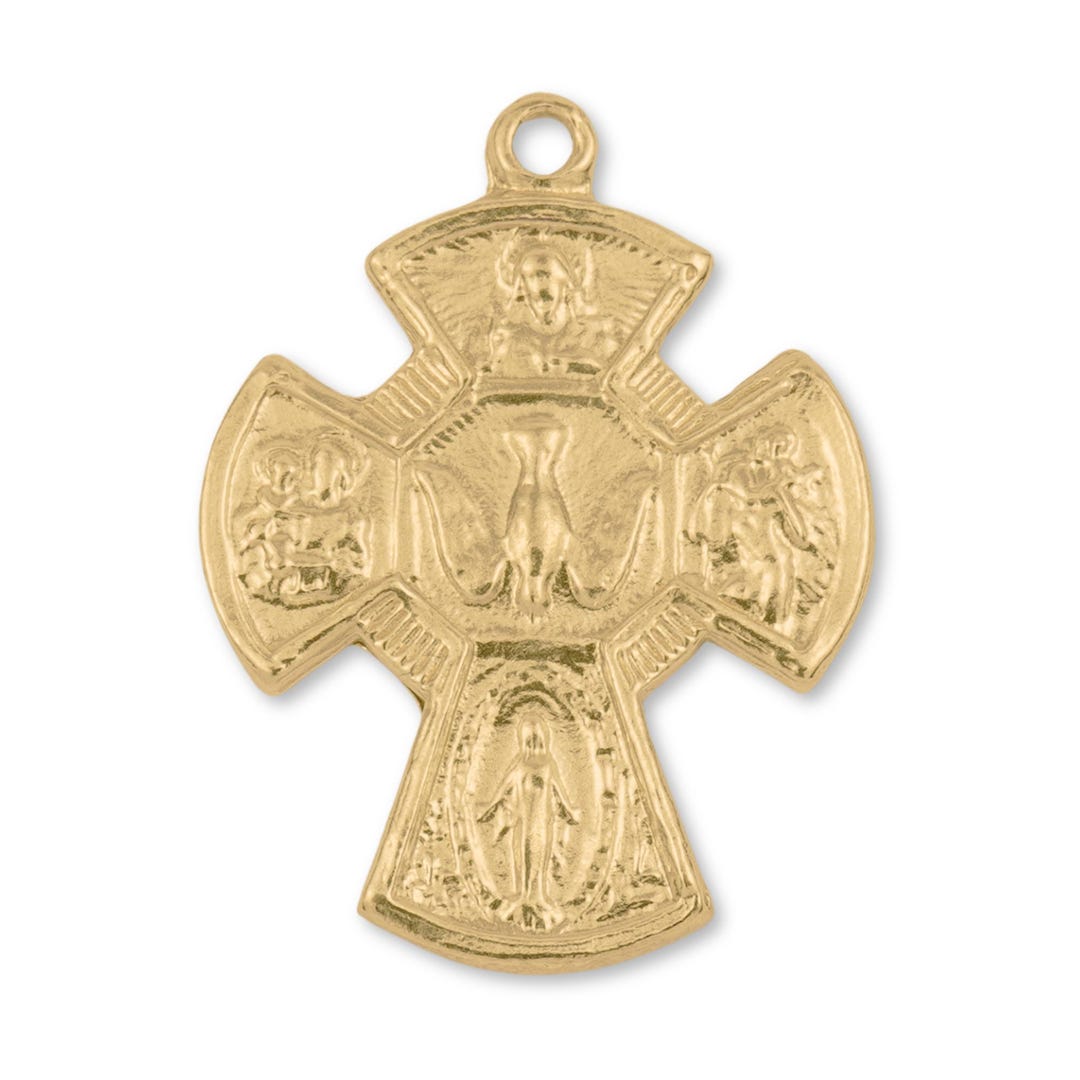 Solid 24ct Pure Gold Five-way Catholic Crucifix Charm - Religious ...