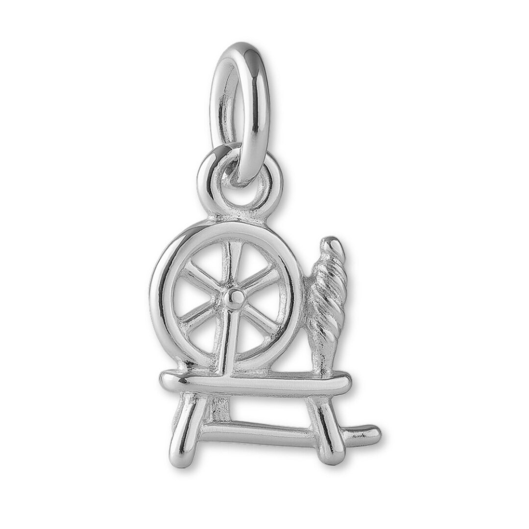 Solid 9ct White Gold Mini Spinning Wheel Charm - Vintage & Retro Charms ...