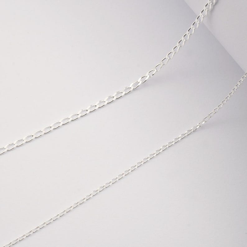 Sterling Silver Long Curb Chain Bracelet - Custom Length - Solid 925 ...