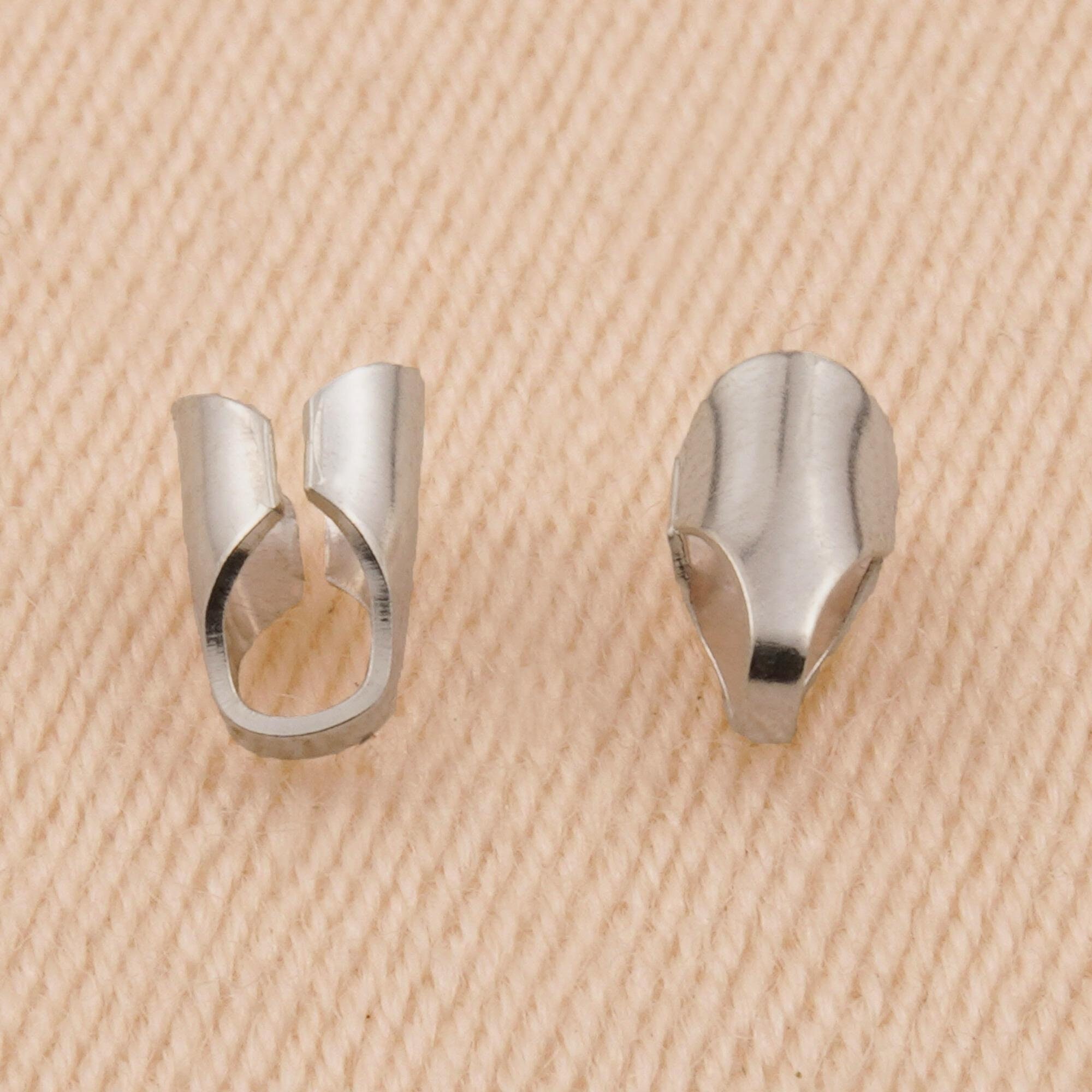 18k Solid White Gold Round Chain End Cap | 750 White Gold End Caps for ...