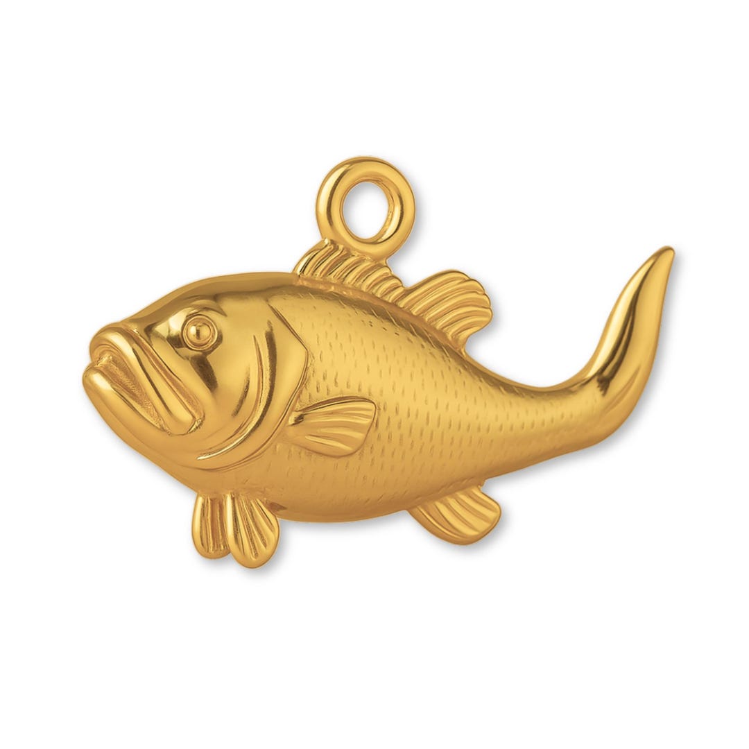 Solid 24ct Pure Gold Largemouth Bass Fish Charm - Animal Charms - 9999 ...