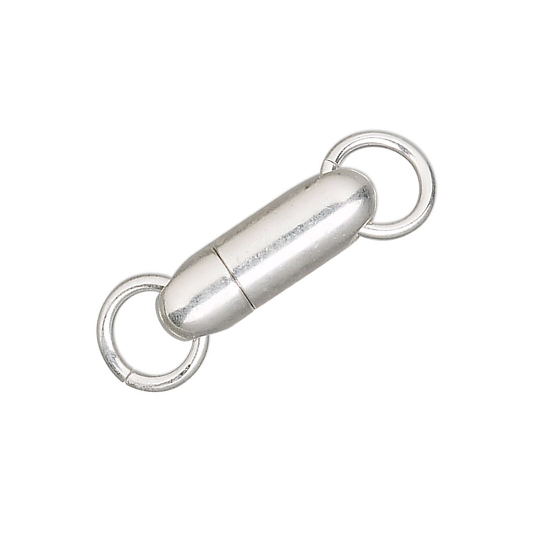 Sterling Silver Magnetic Tube Clasp With Jump Rings Magnetic Bullet ...