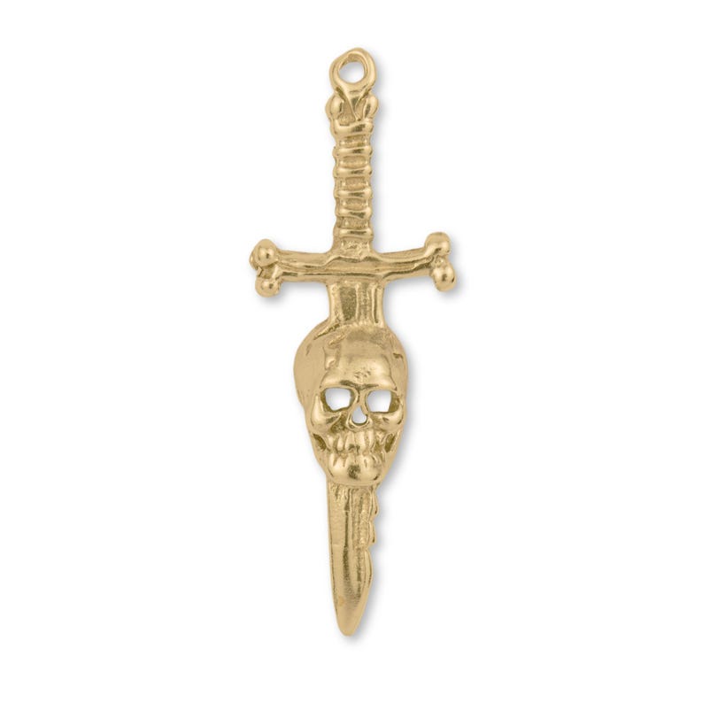 Solid 18ct Yellow Gold Skull Sword Charm - Objects & Trinket Charms ...