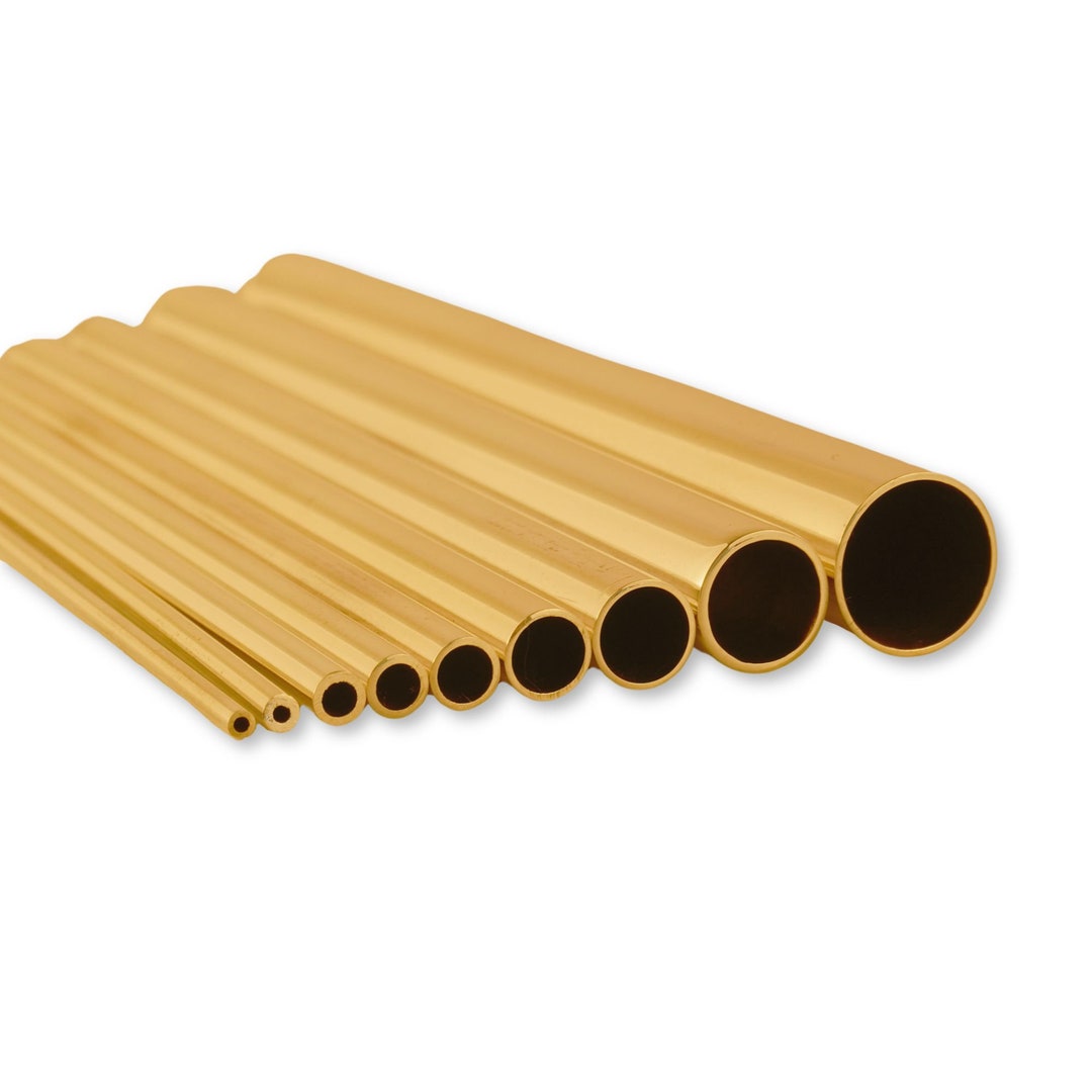 9k Solid Gold Round Tube - 375 Yellow Gold Tube, Real Gold Straight ...