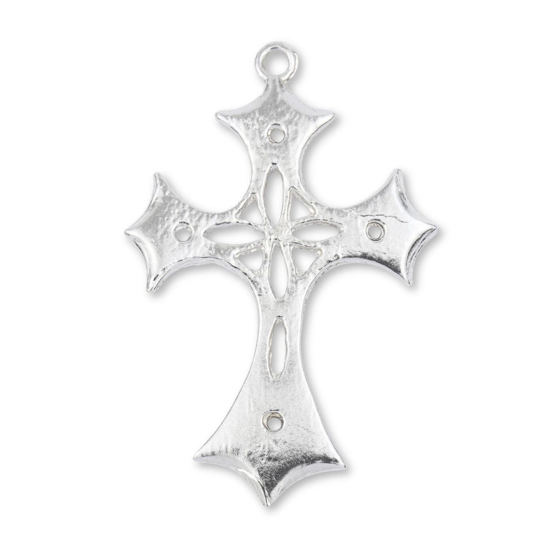 Solid 999 Pure Silver Fleur Crucifix Charm - Religious Charms - 999 ...