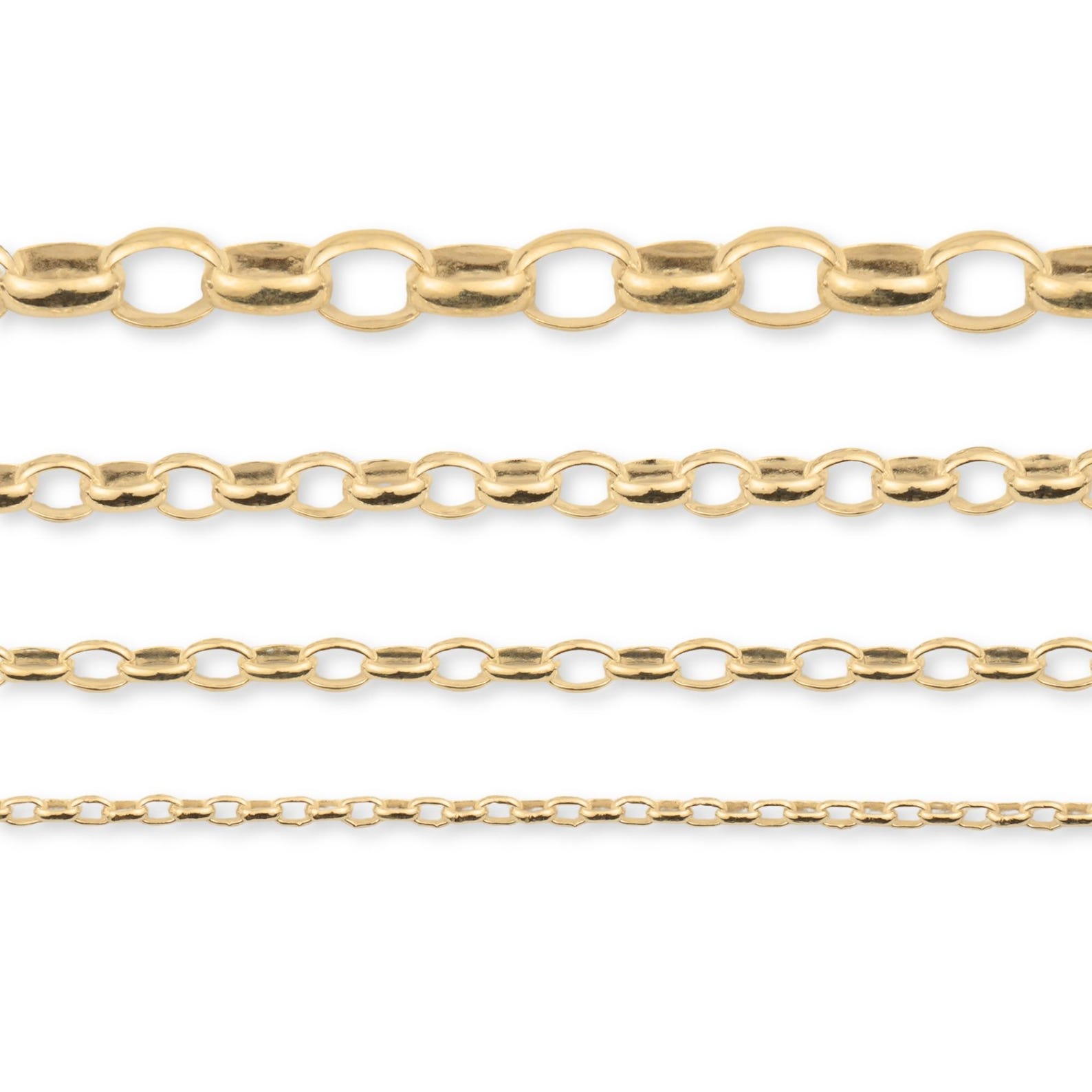 9k Solid Gold Oval Belcher Chain Roll - 375 Yellow Gold Loose Chain ...