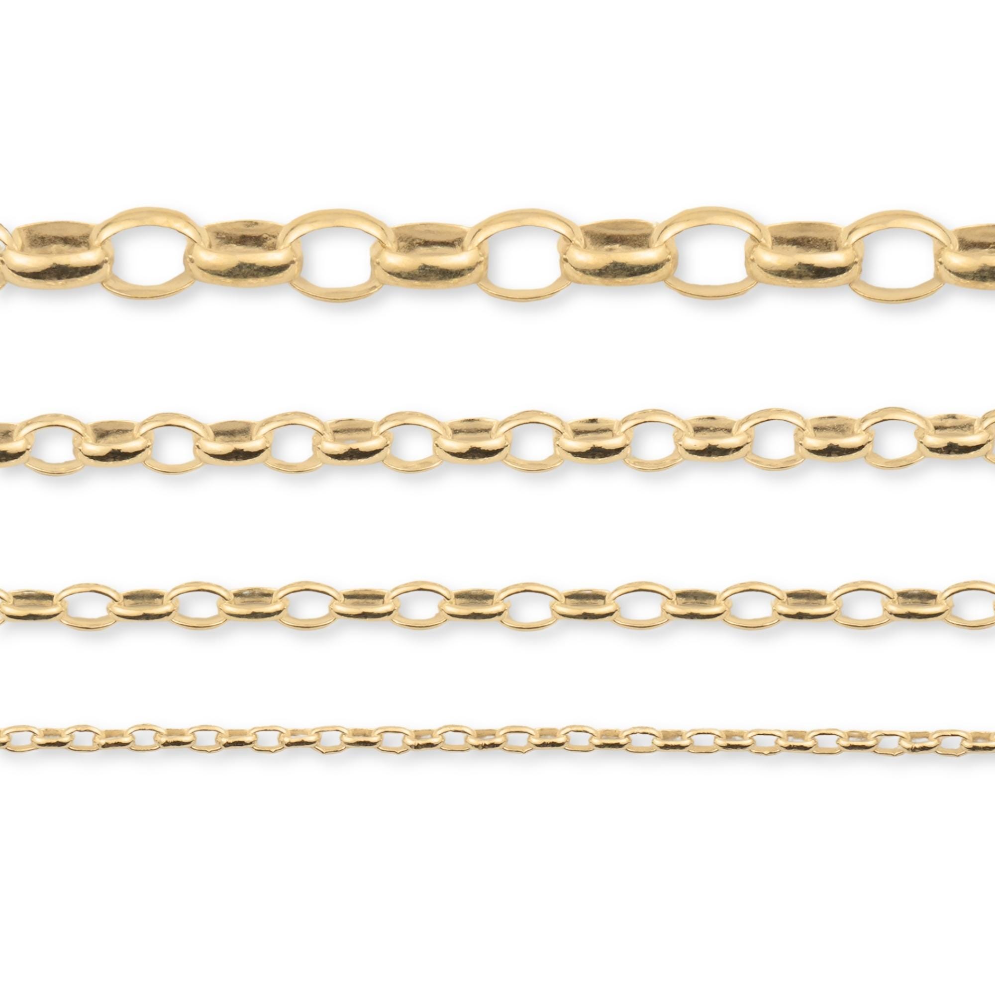 9k Solid Gold Oval Belcher Chain Roll - 375 Yellow Gold Loose Chain ...