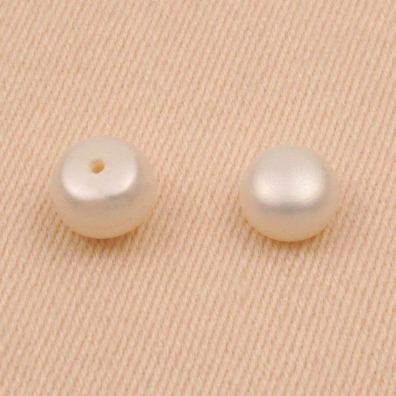3.5mm - 8mm White Button Pearls | High Lustre AA | Half Drilled Loose ...