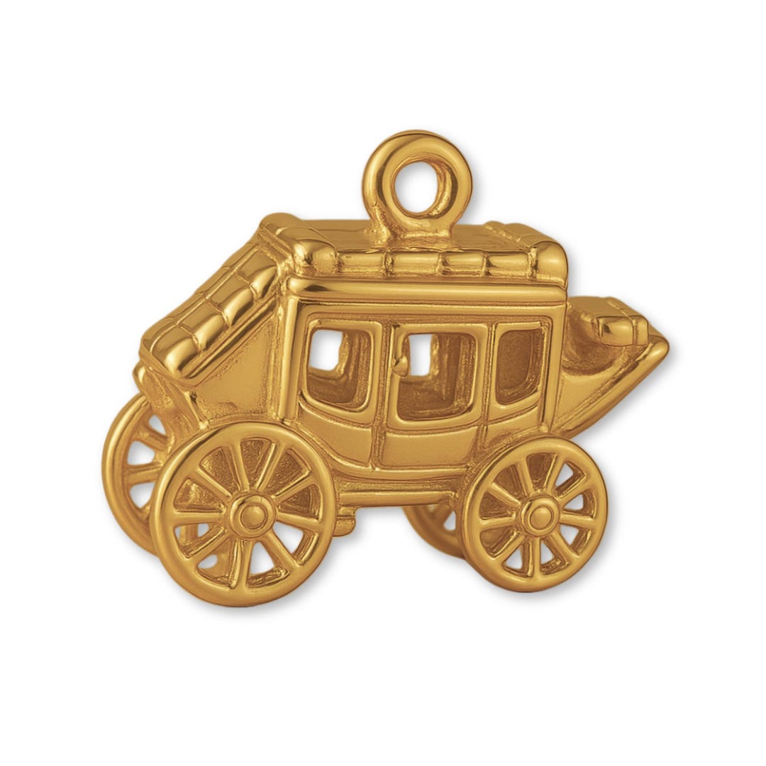 Solid 9ct Yellow Gold Western Stagecoach Charm - Transport & Vehicle ...