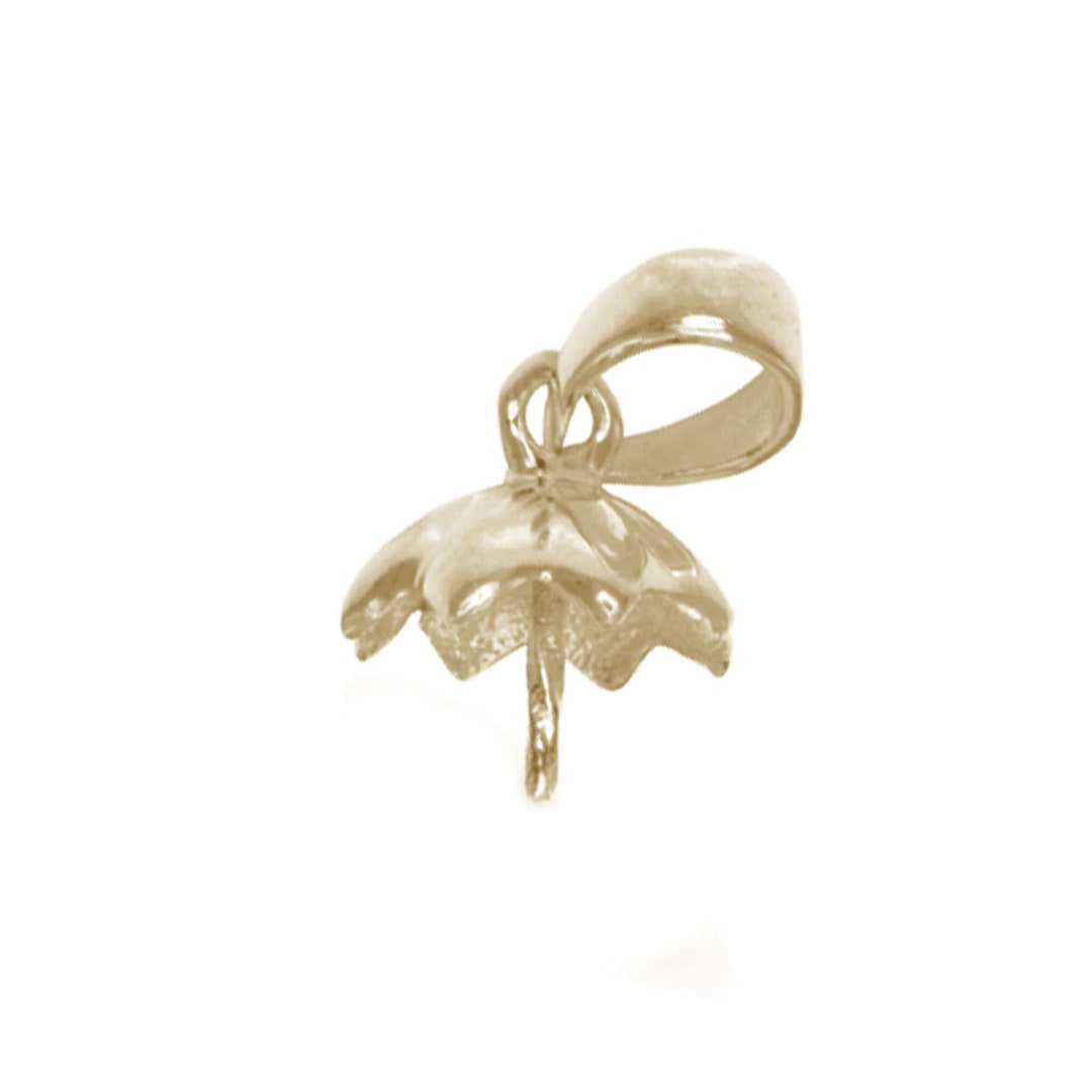 9k Solid Gold Pearl Cup With Pin 375 Yellow Gold Bail for Half Drilled ...