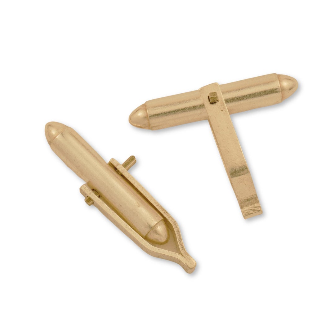 9k Solid Gold Bullet Cufflink Backs - Pair of Real Gold Cufflink Blanks ...