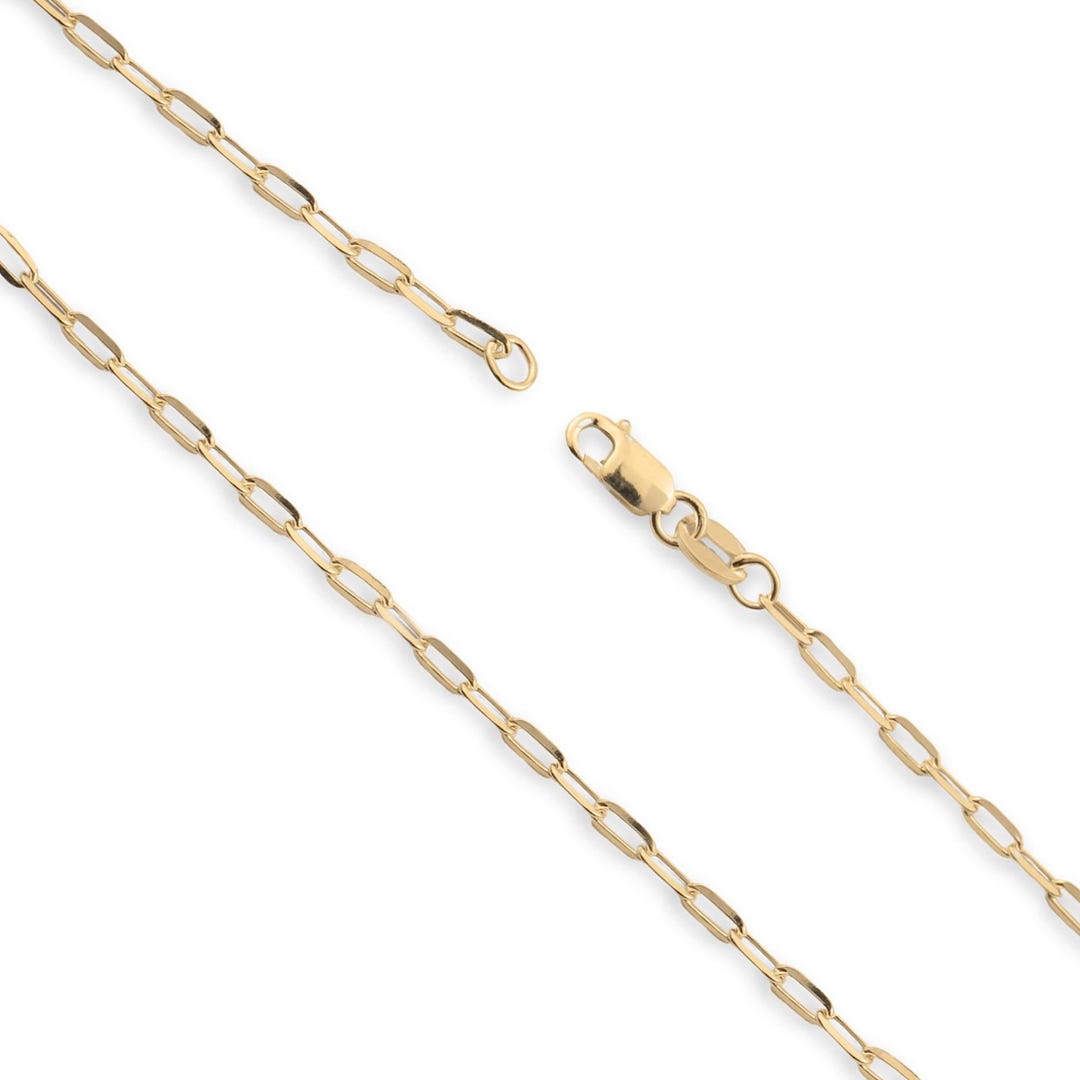 9k Solid Gold Diamond Cut Paperclip Chain Necklace - Custom Length ...