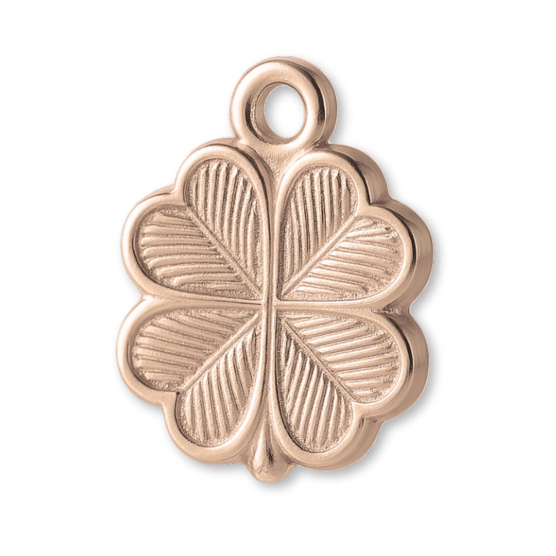 Solid 18ct Rose Gold Four-leaf Clover Amulet Charm - Good Luck Charms ...