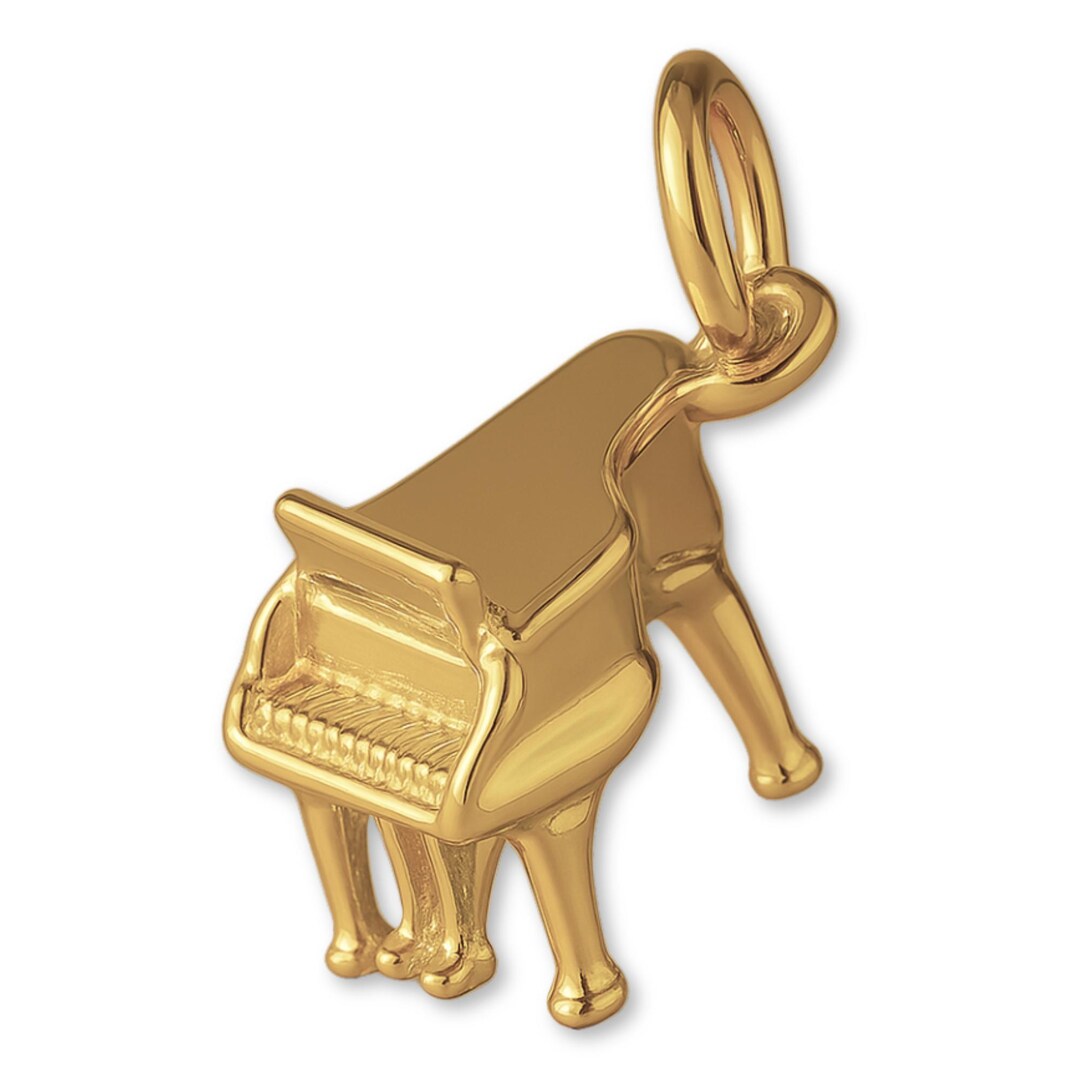 14ct Gold Plated Classic Grand Piano Charm - Instrument Charms - 14k ...
