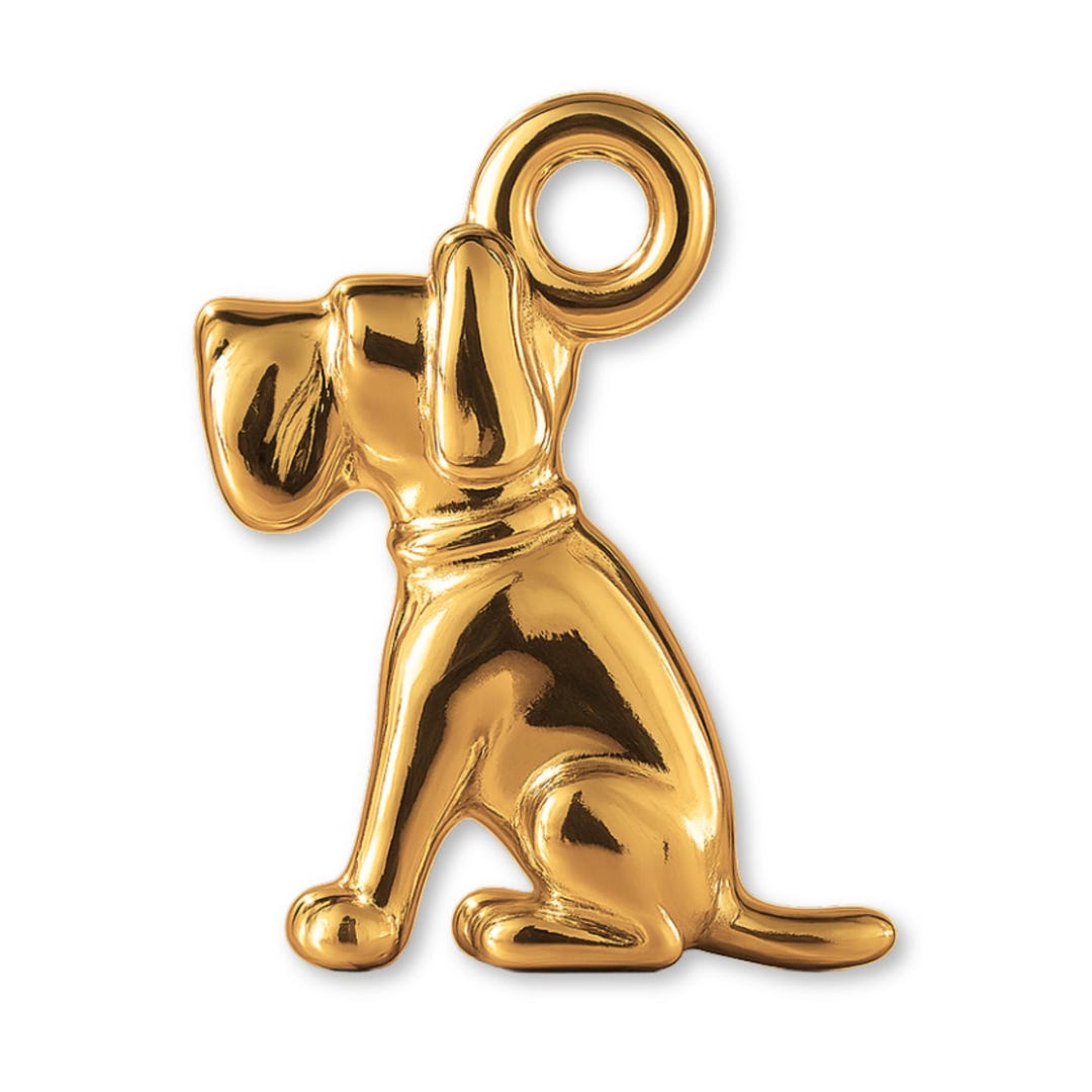 Solid 24ct Pure Gold Sitting Hound Dog Charm - Animal Charms - 9999 24k ...