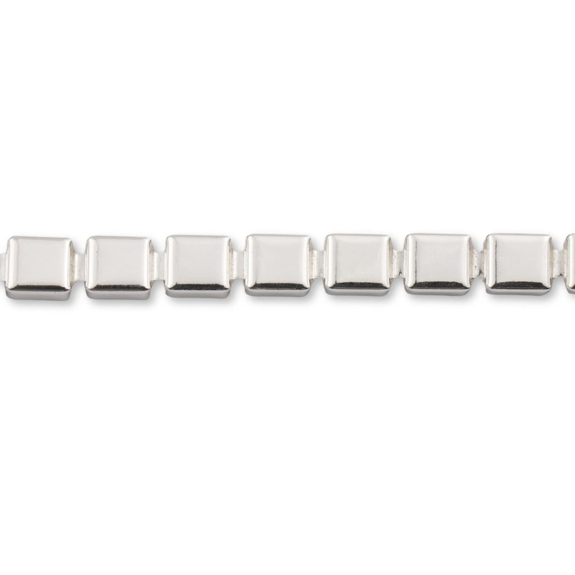 Sterling Silver Cube Chain Bracelet - Custom Length - Solid 925 Silver ...