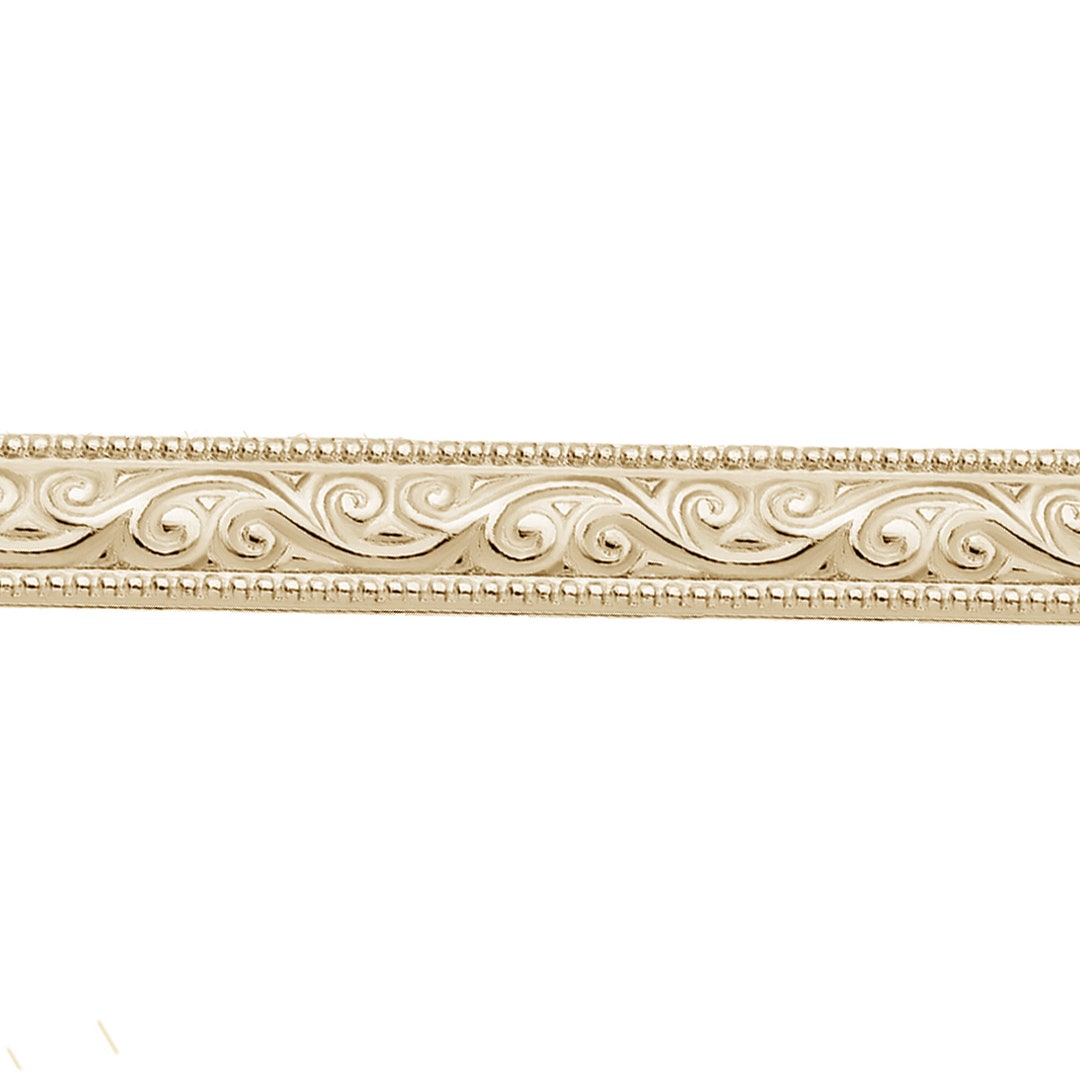 Solid Gold Pattern Strip, 9ct / 18ct Gold Embossed Strip in Yellow ...