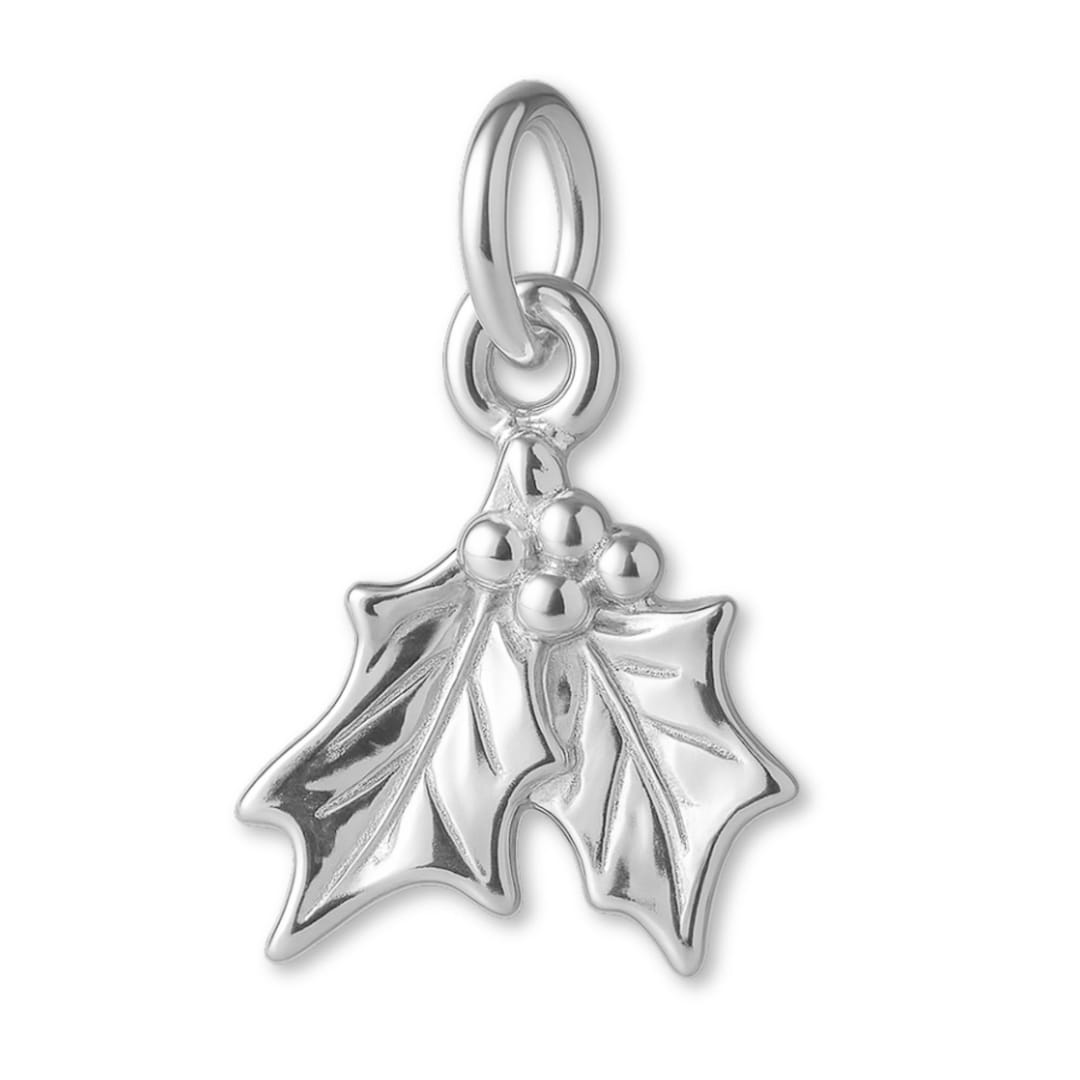 Solid 999 Pure Silver Christmas Mistletoe Charm - Christmas Charms ...