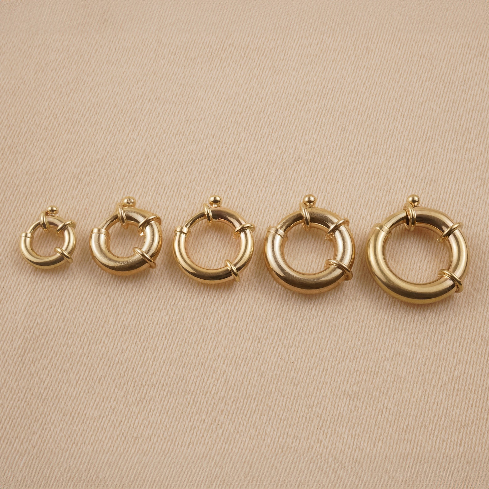 18K Solid Yellow Gold Large Bolt Ring Clasp - Spring Loaded Trigger ...