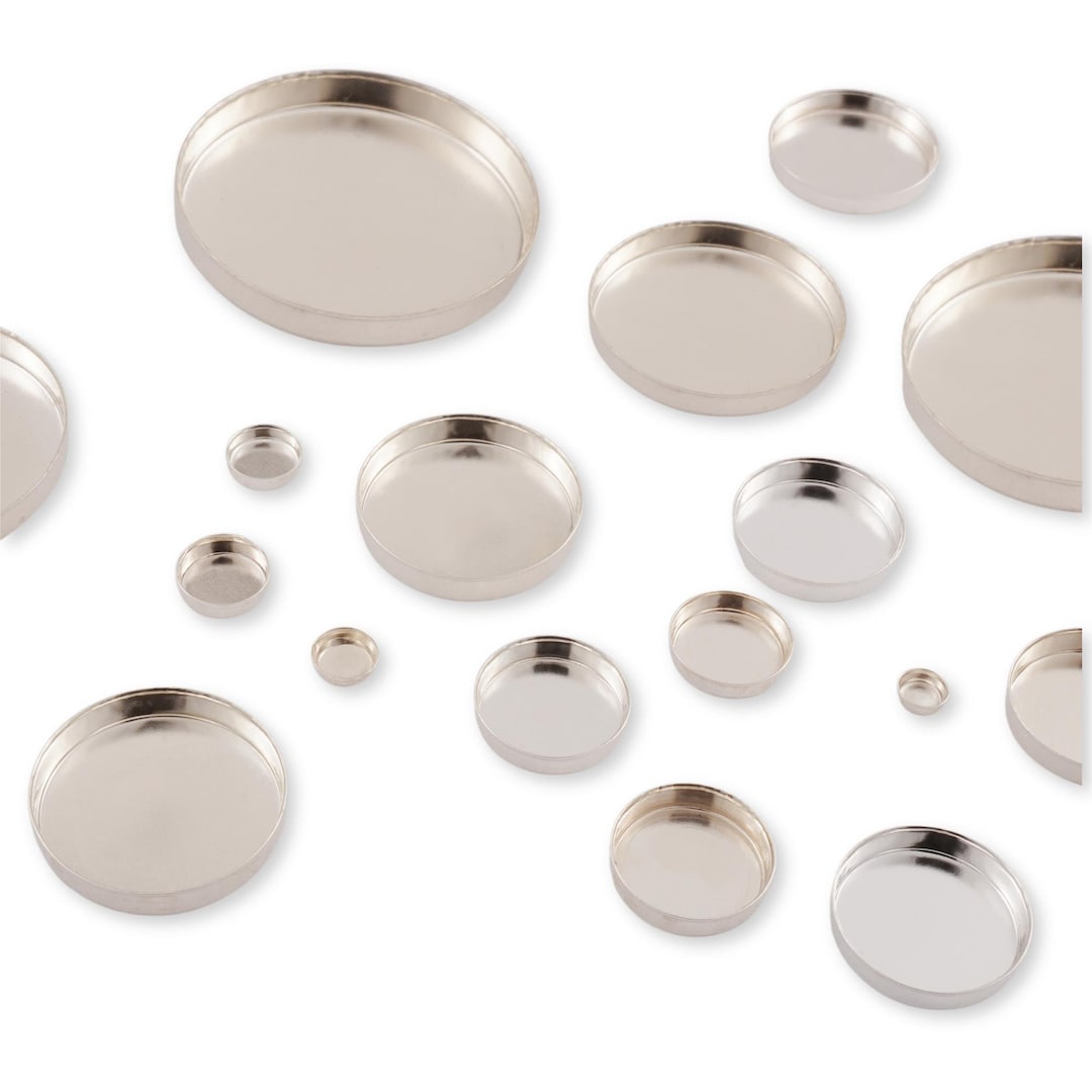 Sterling Silver Round Bezel Cups - Flat Base Pre Made Silver Bezel Cup ...