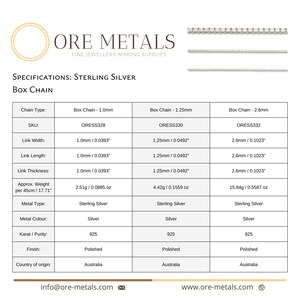Sterling Silver Box Chain Extender - Custom Length Extension Chain for ...