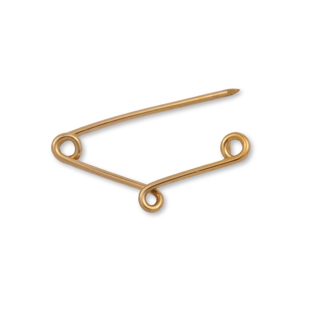 18k Solid Gold Safety Pin - Wire Safety Pin W Loop - 750 Yellow Gold ...