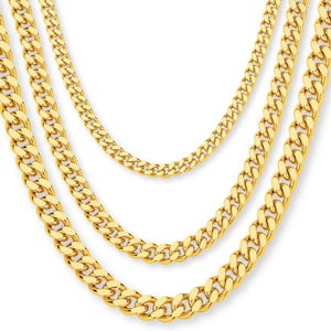 9k Solid Gold Miami Cuban Link Chain Necklace - Custom Length - Solid ...