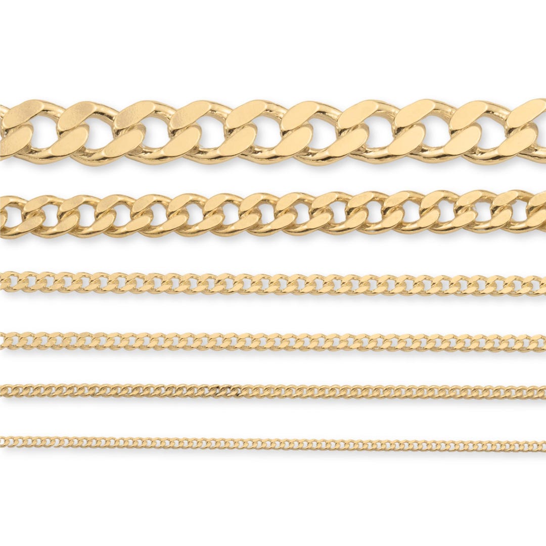 9k Solid Gold Cuban Link Chain Roll - 375 Yellow Gold Loose Chain Spool ...