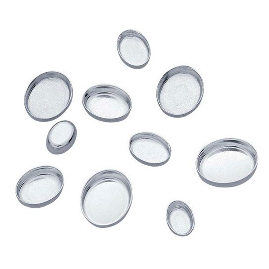 Sterling Silver Oval Bezel Cups Flat Base Pre Made Silver Bezel Cup ...