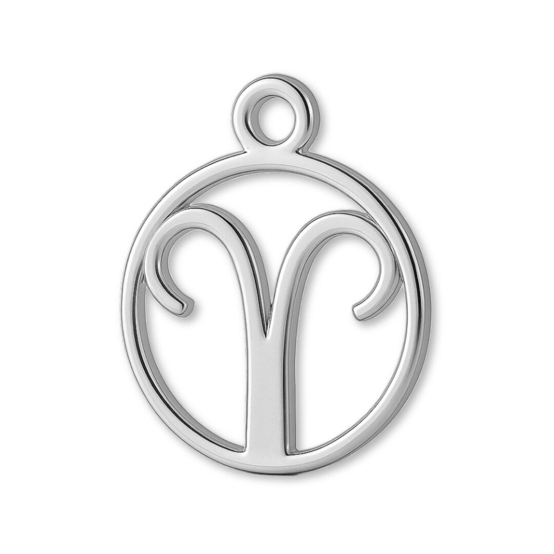 Solid 999 Pure Silver Aries Zodiac Round Charm - Astrology Charms ...