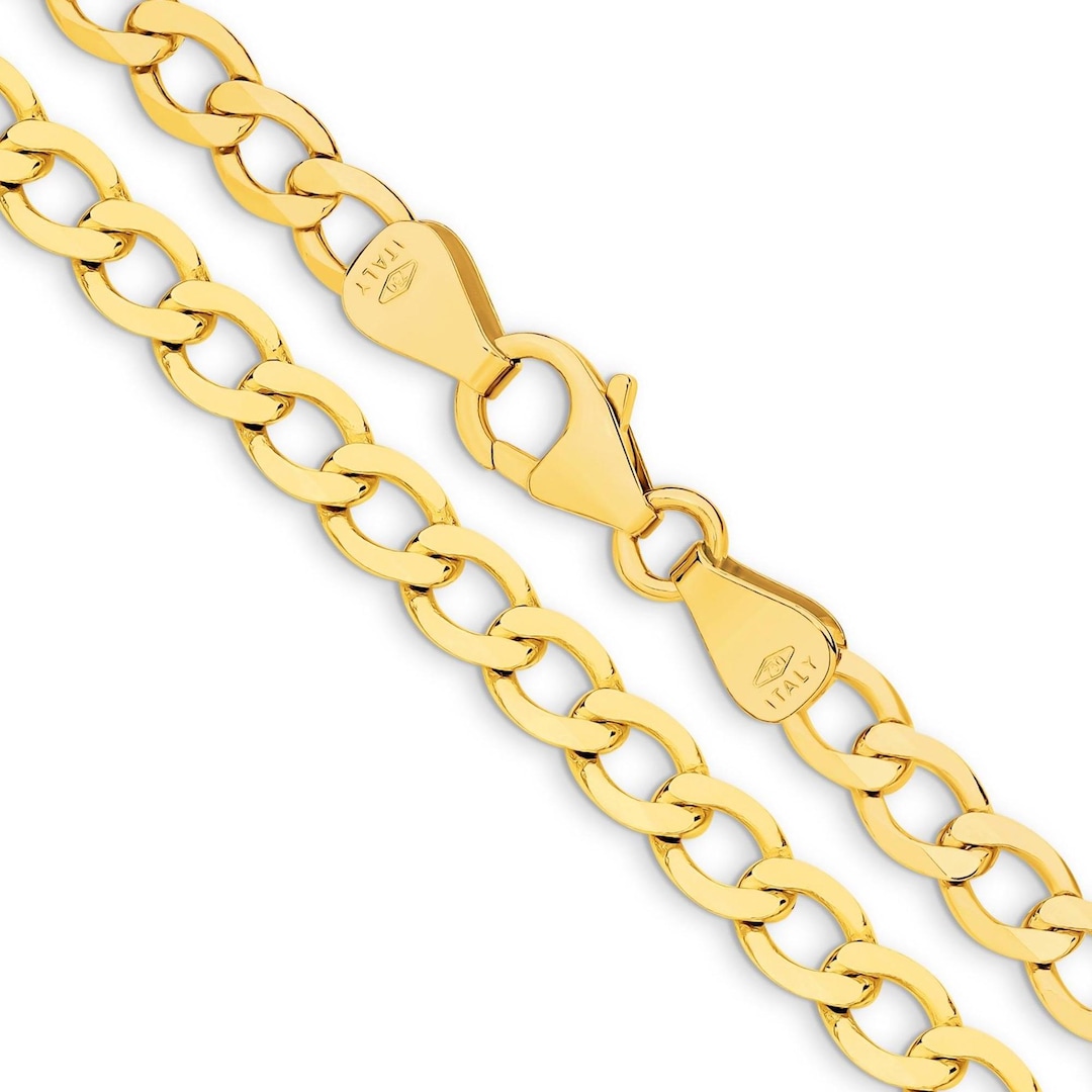18k Solid Gold New York Curb Chain Necklace - Custom Length - Solid 750 ...