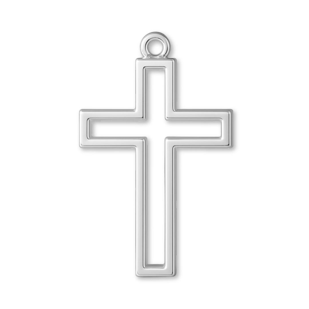 Solid 999 Pure Silver Open Frame Crucifix Charm - Religious Charms ...